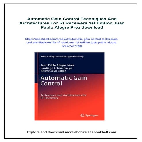 Automatic Gain Control Techniques And Architectures For Rf Receivers 1st Edition Juan Pablo ...