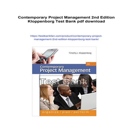 Contemporary Project Management 2nd Edition Kloppenborg Test Bank | PDF