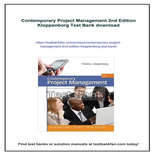 Contemporary Project Management 2nd Edition Kloppenborg Test Bank | PDF