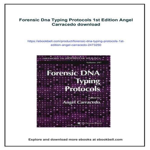 Forensic Dna Typing Protocols 1st Edition Angel Carracedo | PDF