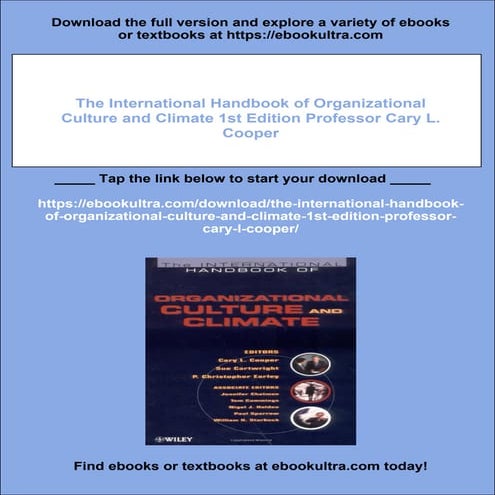The International Handbook of Organizational Culture and Climate 1st ...