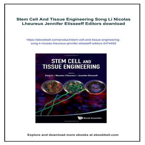Stem Cell And Tissue Engineering Song Li Nicolas Lheureux Jennifer Elisseeff Editors | PDF