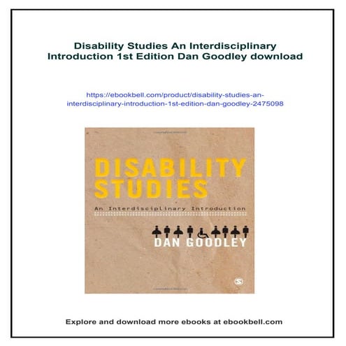 Disability Studies An Interdisciplinary Introduction 1st Edition Dan Goodley | PDF