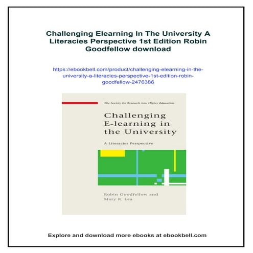 Challenging Elearning In The University A Literacies Perspective 1st ...
