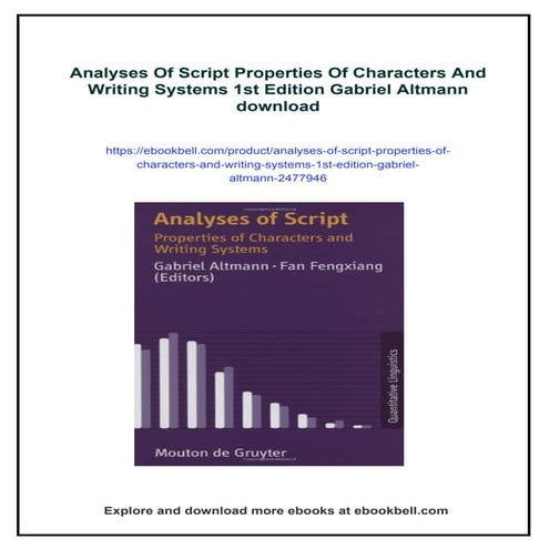 Analyses Of Script Properties Of Characters And Writing Systems 1st Edition Gabriel Altmann | PDF