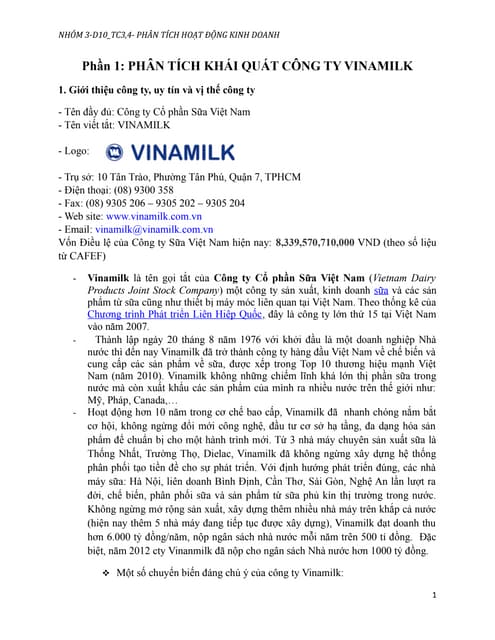 Công ty cổ phần sữa Việt Nam Vinamilk | PPTX