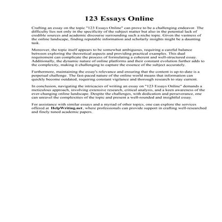 123 Essays Online | PDF