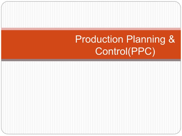 Production planning control ppt | PPTX