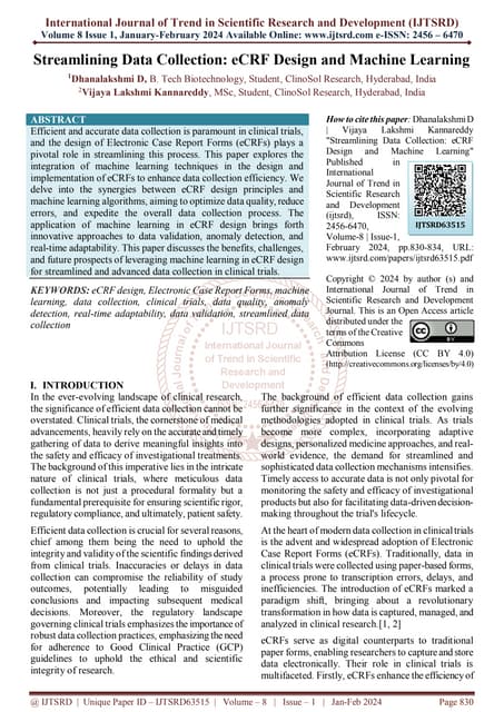 Intelligent eCRF Design Improving Data Quality with AI | PDF | Computer Software and ...