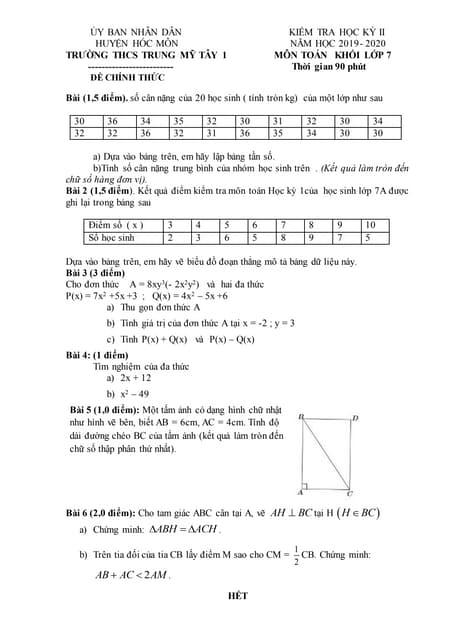 Đề Thi HK2 Toán 8 - THCS Đồng Đen | PDF