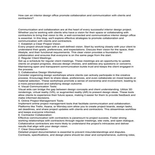 How can an interior design office promote collaboration and ...