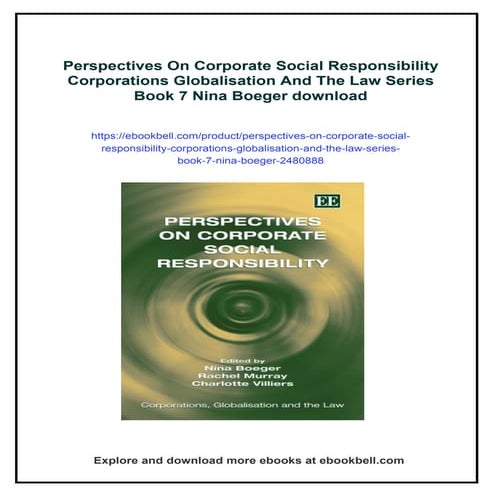 Perspectives On Corporate Social Responsibility Corporations Globalisation And The Law Series ...