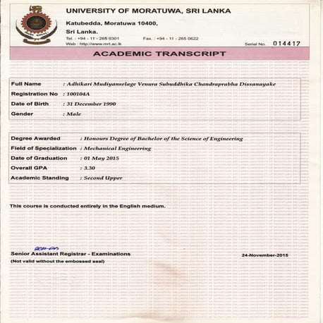 Academic Transcript | PDF