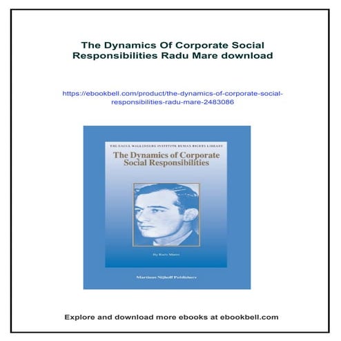 The Dynamics Of Corporate Social Responsibilities Radu Mare | PDF