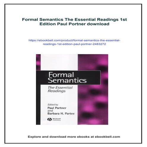 Formal Semantics The Essential Readings 1st Edition Paul Portner | PDF