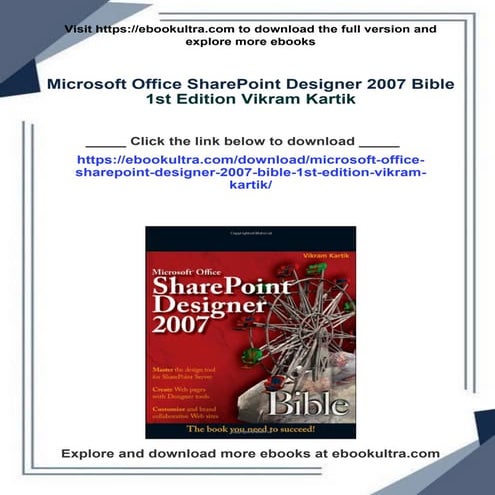 Microsoft Office SharePoint Designer 2007 Bible 1st Edition Vikram ...
