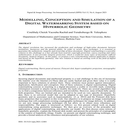 Modelling, Conception and Simulation of a Digital Watermarking System ...