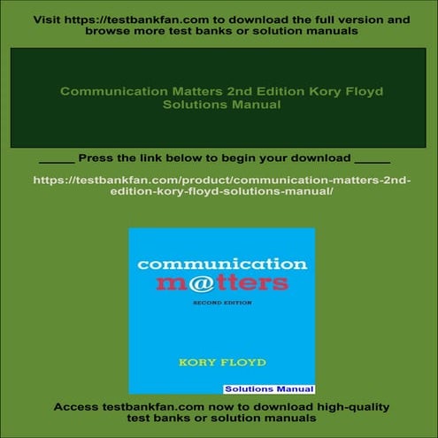 Communication Matters 2nd Edition Kory Floyd Solutions Manual | PDF