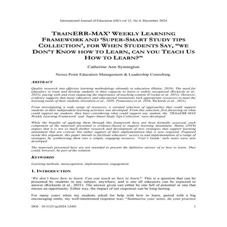 Trainerr-max Weekly Learning Framework and Super-smart Study Tips Collection, for When Students ...