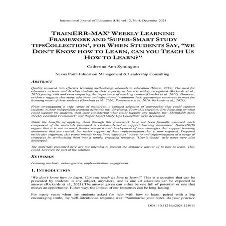 TRAINERR-MAX’ WEEKLY LEARNING FRAMEWORK AND ‘SUPER-SMART STUDY ...