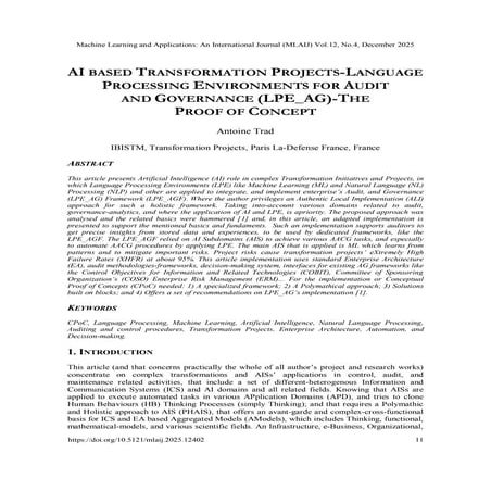 AI Based Transformation Projects-Language Processing Environments for Audit and Governance (LPE ...