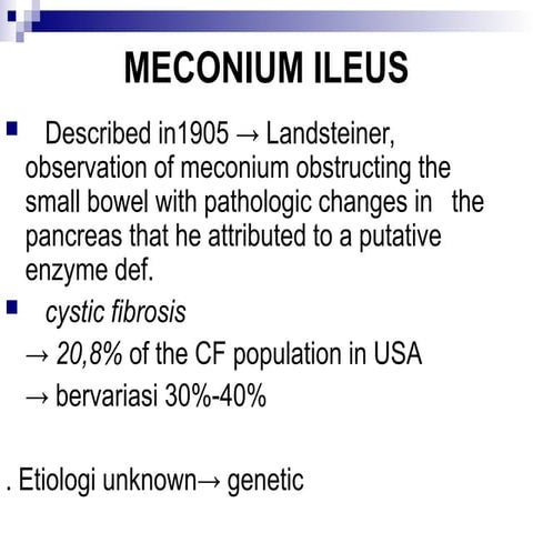 Meconium ileus diagnosis and management in neonates | PPT