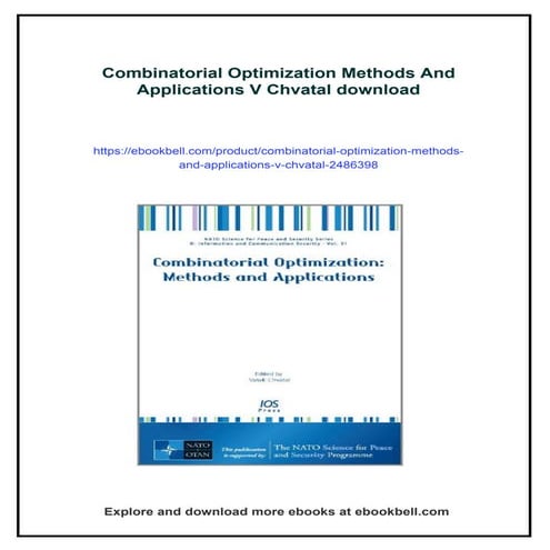 Combinatorial Optimization Methods And Applications V Chvatal | PDF