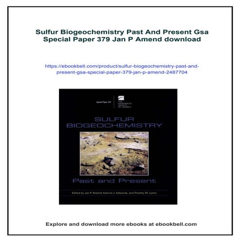 Sulfur Biogeochemistry Past And Present Gsa Special Paper 379 Jan P ...