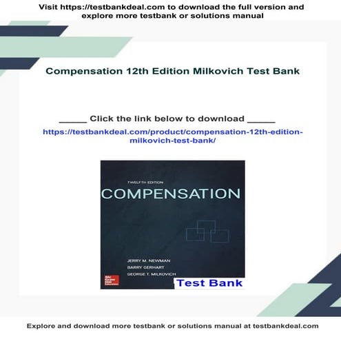 Compensation 12th Edition Milkovich Test Bank | PDF
