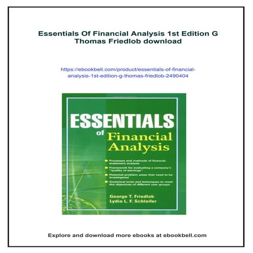 Essentials Of Financial Analysis 1st Edition G Thomas Friedlob | PDF