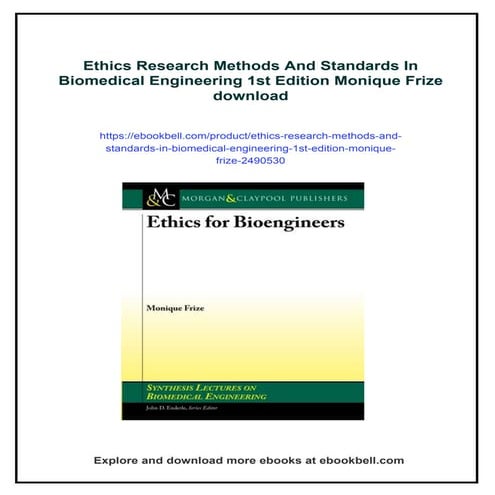 Ethics Research Methods And Standards In Biomedical Engineering 1st ...