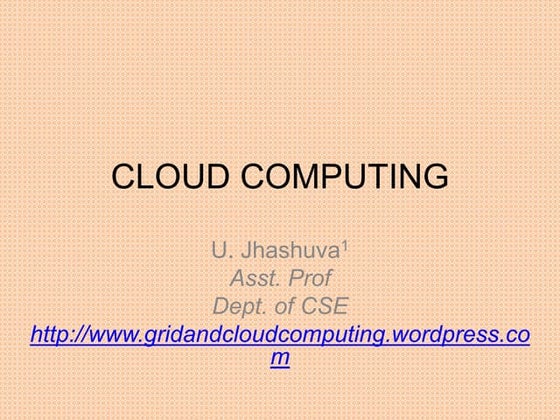 CLOUD COMPUTING SERVICES - Cloud Reference Modal | PPT
