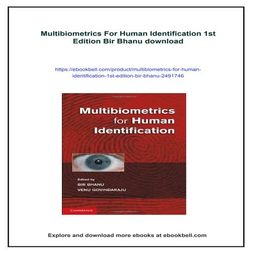Multibiometrics For Human Identification 1st Edition Bir Bhanu | PDF