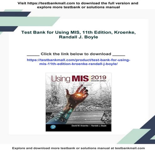 Test Bank for Using MIS, 11th Edition, Kroenke, Randall J. Boyle 2024 ...
