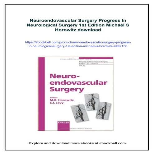Neuroendovascular Surgery Progress In Neurological Surgery 1st Edition ...