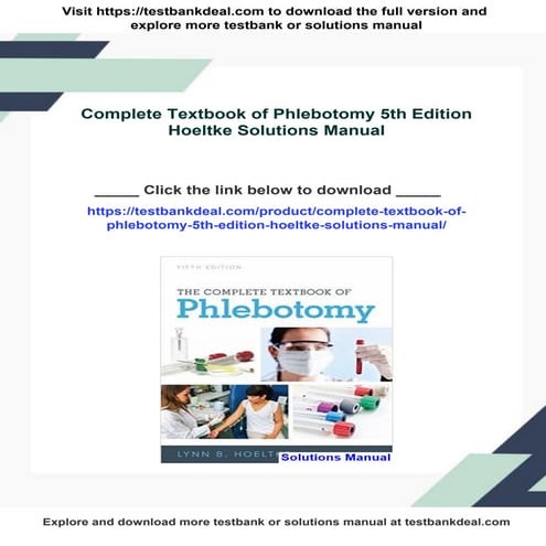 Complete Textbook of Phlebotomy 5th Edition Hoeltke Solutions Manual | PDF