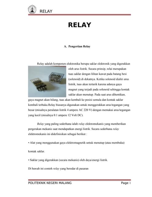 Penjelasan Dasar mengenai komponen Relay | PPT