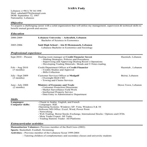 Resume Fady Saba | PDF | Business Accounting & Finance | Business
