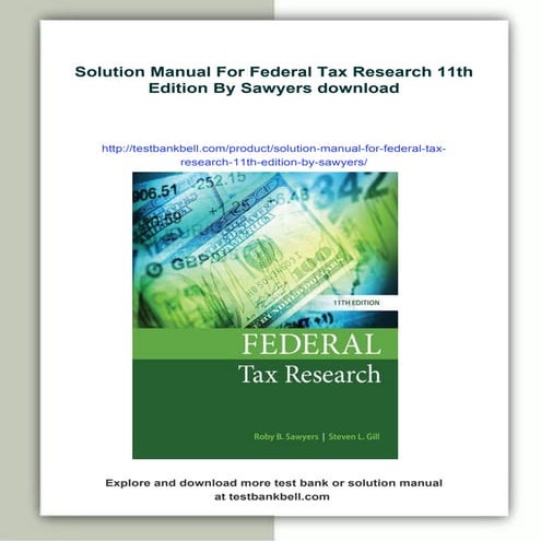 Solution Manual For Federal Tax Research 11th Edition By Sawyers | PDF