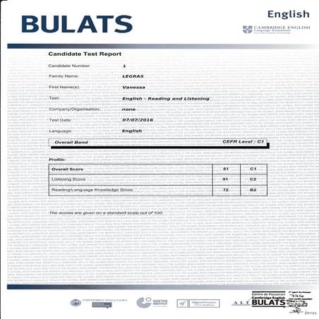 BULATS - 2016 | PDF
