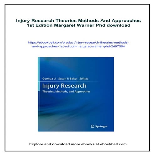 Injury Research Theories Methods And Approaches 1st Edition Margaret ...