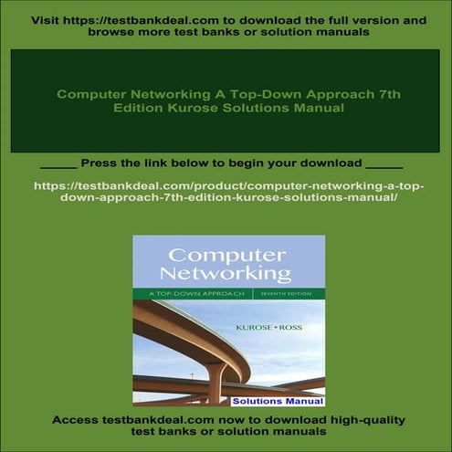 Computer Networking A Top-Down Approach 7th Edition Kurose Solutions Manual | PDF