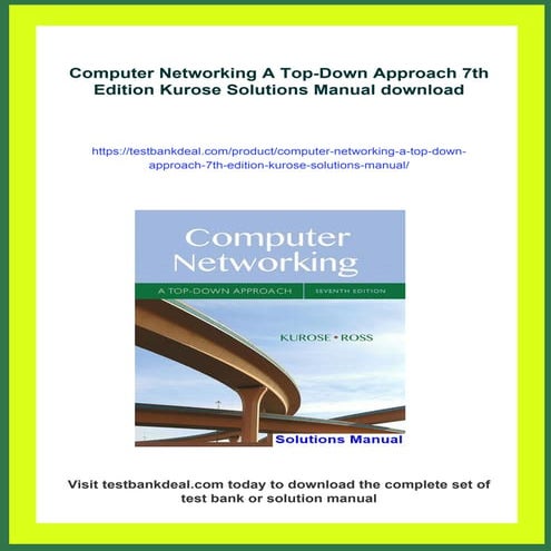 Computer Networking A Top-Down Approach 7th Edition Kurose Solutions Manual | PDF