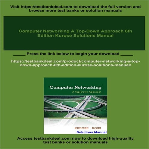 Computer Networking A Top-Down Approach 6th Edition Kurose Solutions Manual | PDF