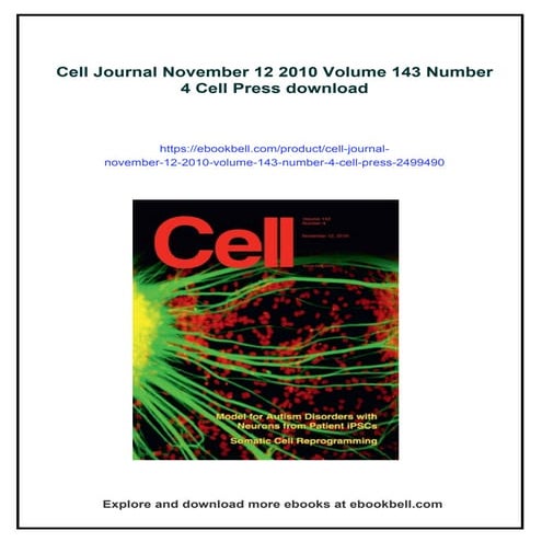 Cell Journal November 12 2010 Volume 143 Number 4 Cell Press | PDF