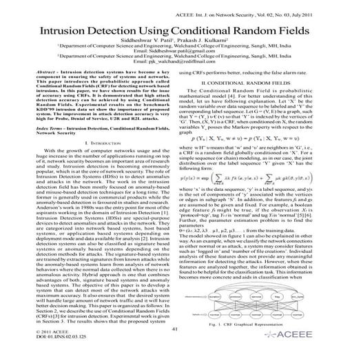 Intrusion Detection Using Conditional Random Fields Pdf