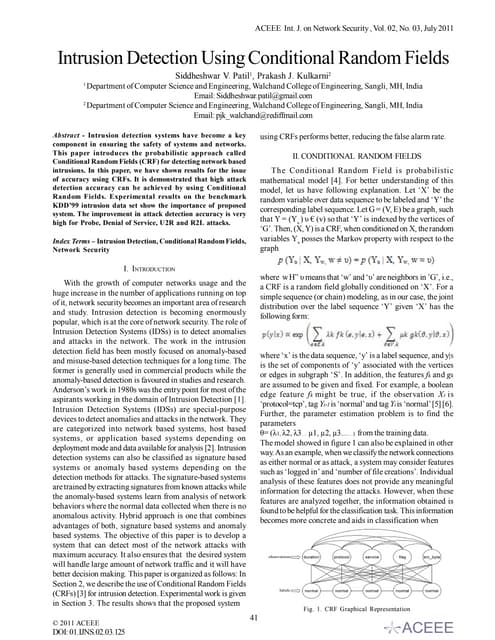 Intrusion Detection Using Conditional Random Fields Pdf