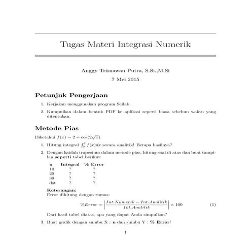 MATERI PERHTIUNGAN INTEGRAL METODE NUMERIK | PDF