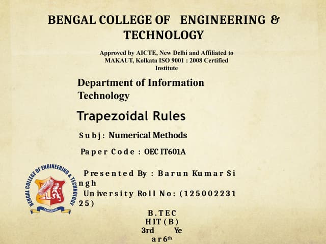 trapezoidal and simpson's 1/3 and 3/8 rule | PPTX