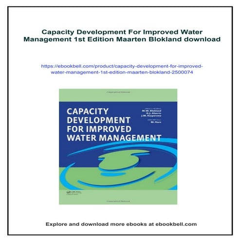 Capacity Development For Improved Water Management 1st Edition Maarten ...